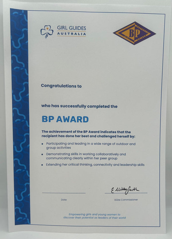 BP Award Certificate - The Guide Shop - Coastal Valleys Region