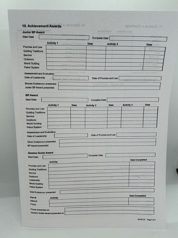 Guide Unit Record Sheets - The Guide Shop - Coastal Valleys Region