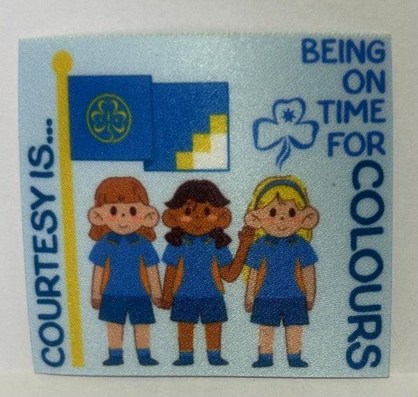 Courtesy is Being on time for Colours - Fun Badge - The Guide Shop ...
