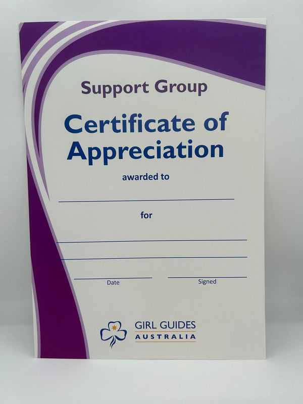 Support Group Certificate of Appreciation - The Guide Shop - Coastal ...
